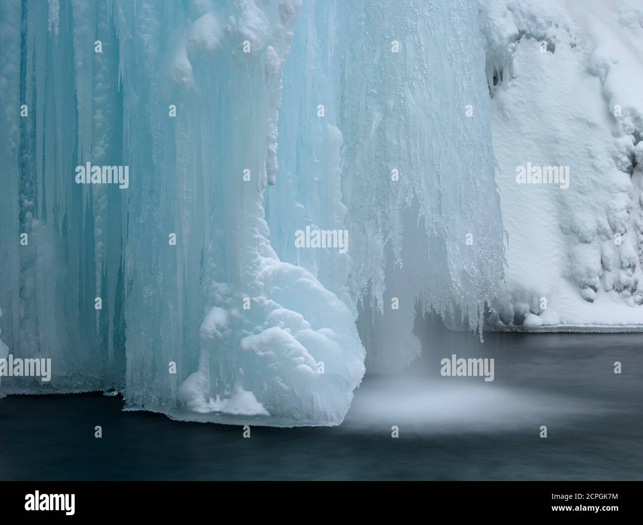 Waterfall, icicle, wall of ice, National Park Plitvice Lakes, Croatia ...