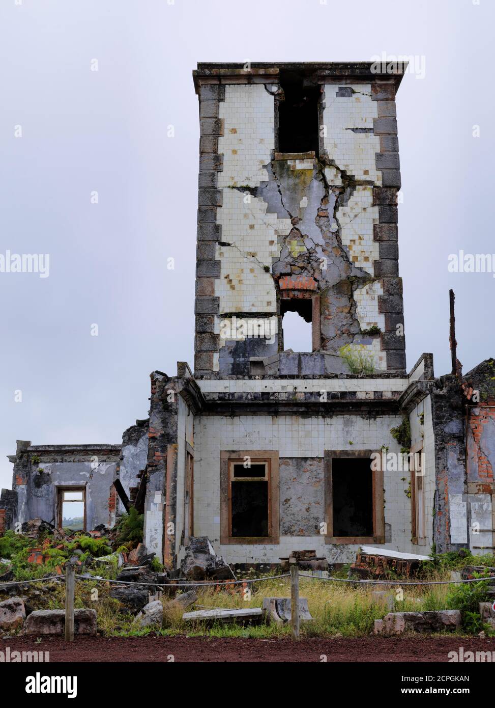Abandoned lighthouse, destroyed by the earthquake, Riberhina, Faial ...