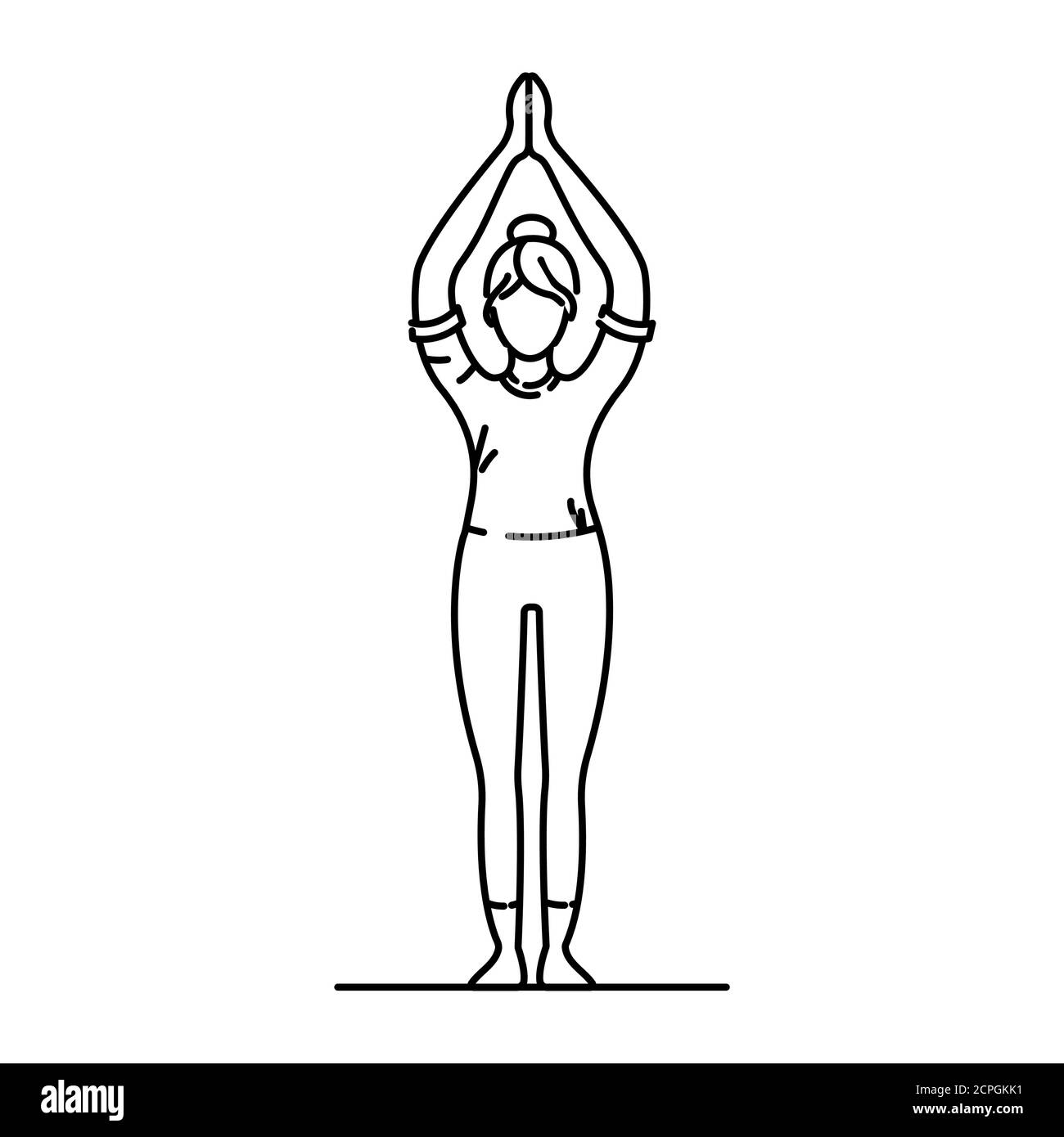 Mountain Pose Tadasana black line icon. Pictogram for web page, mobile app, promo. UI UX GUI ...