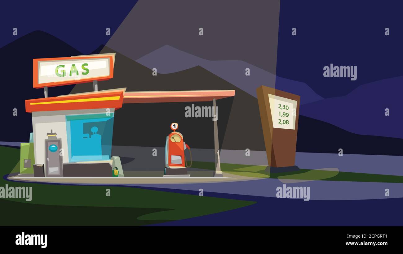 Gas station night empty Stock Vector Images - Alamy