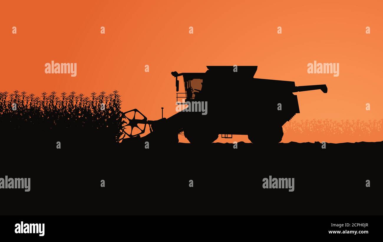Wheat harvester machine work Stock Vector Images - Alamy