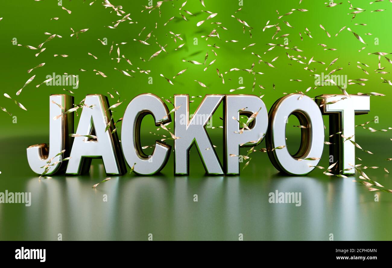 The word jackpot on a green background with golden glitter! Lottery or ...