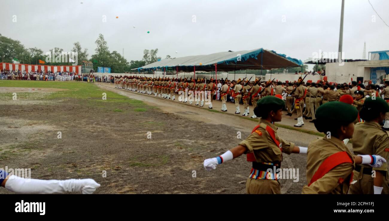 DISTRICT KATNI, INDIA - AUGUST 15, 2019: Indian national cadet corps ...