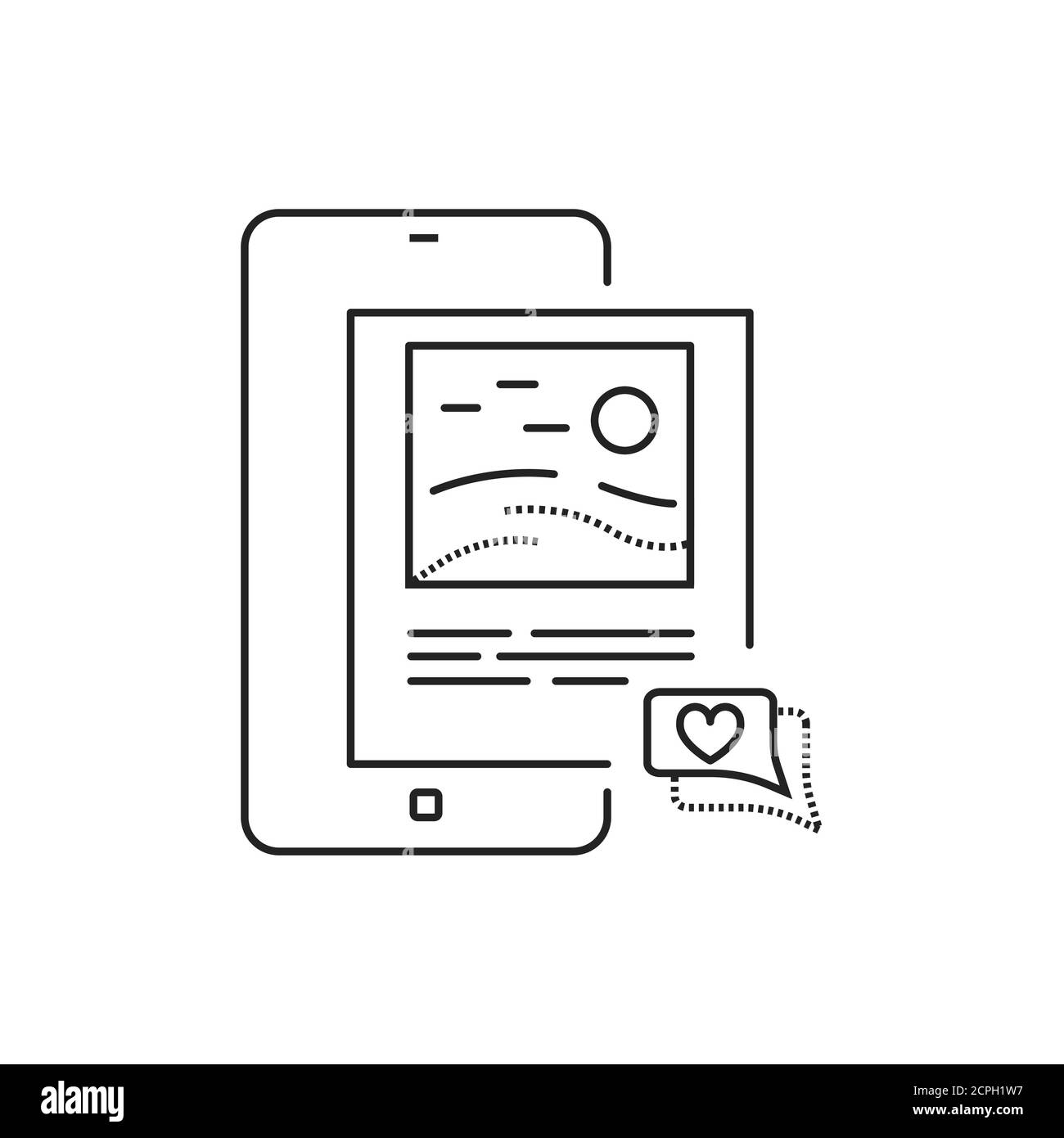 Blog posting black line icon. Social media information sign. Content ...