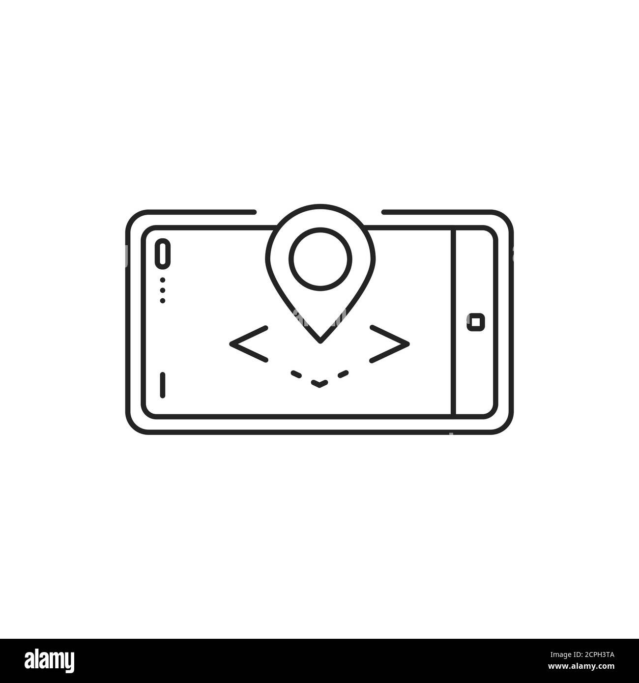 Augmented reality map black line icon. Geo location app in smartphone ...