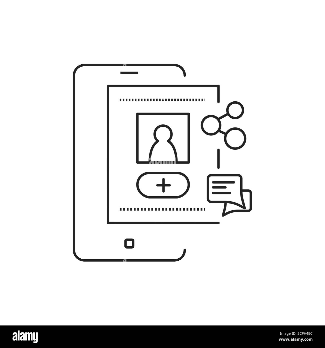 Account registration black line icon. Social media information sign ...