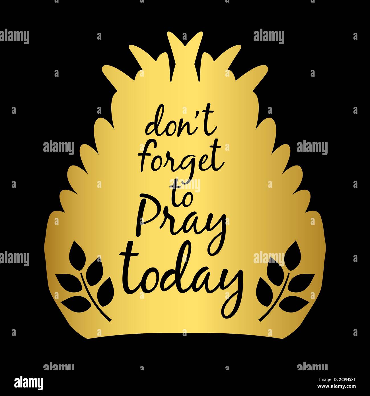 Religion poster with gold wings silhouette and praying lettering ...