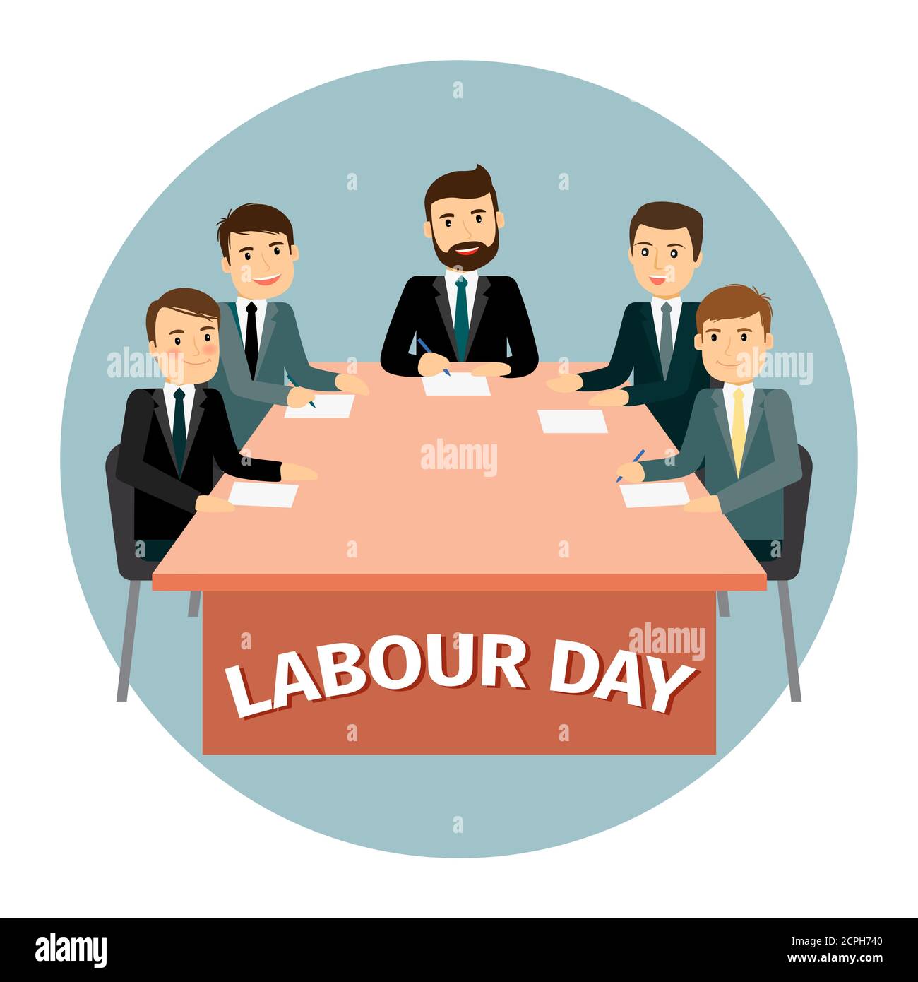 Labour Day vector poster with cartoon business people. Illustration of ...