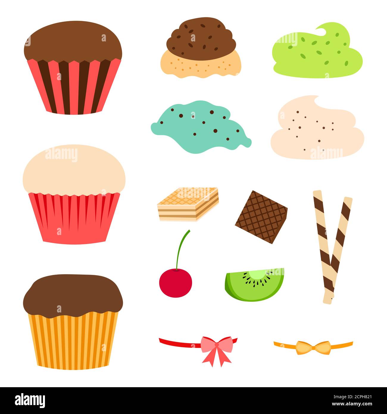 Cupcake makers set. Elements of cupcakes isolated on white background ...