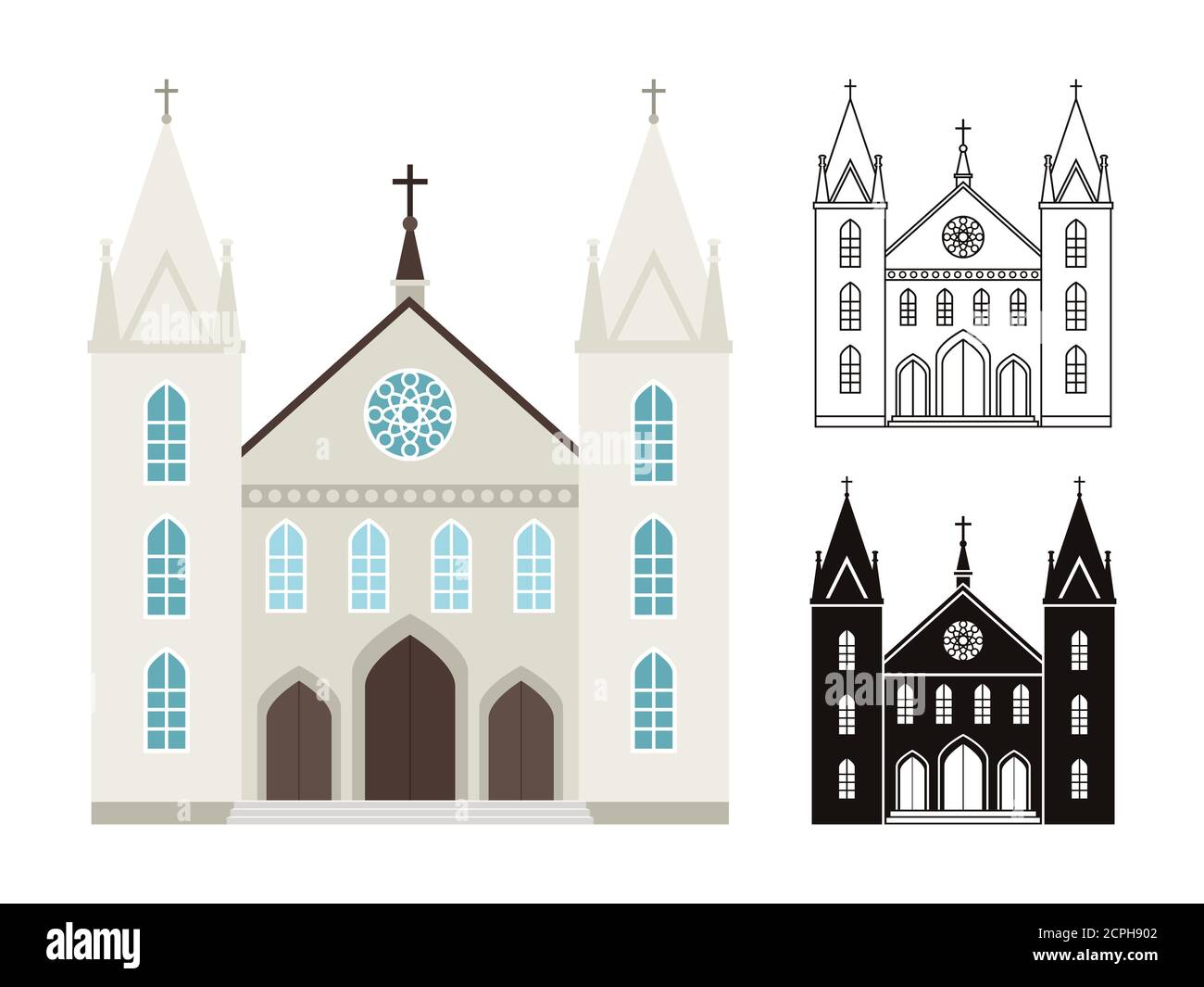 Vector church buildings set isolated on white background Stock Vector ...