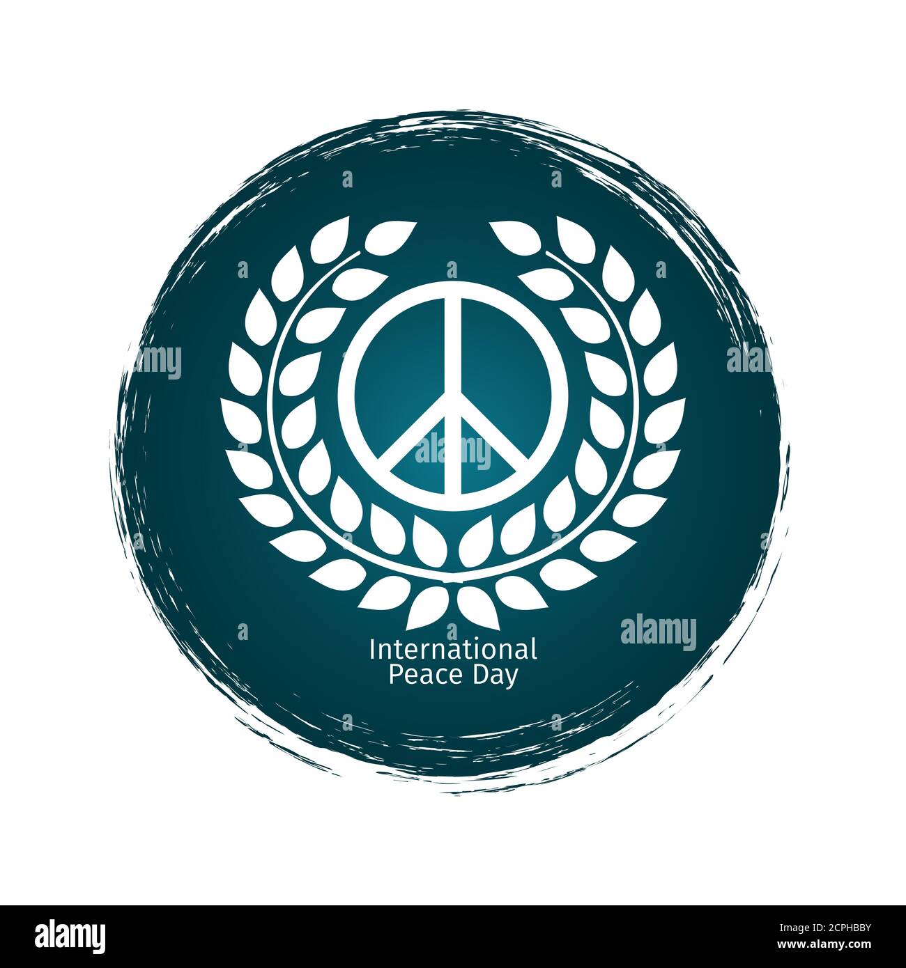International peace day emblem design with grunge effect, vector ...