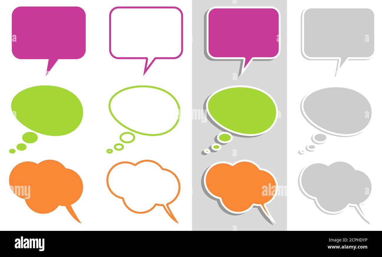 EPS vector illustration collection of three different speech bubbles in ...