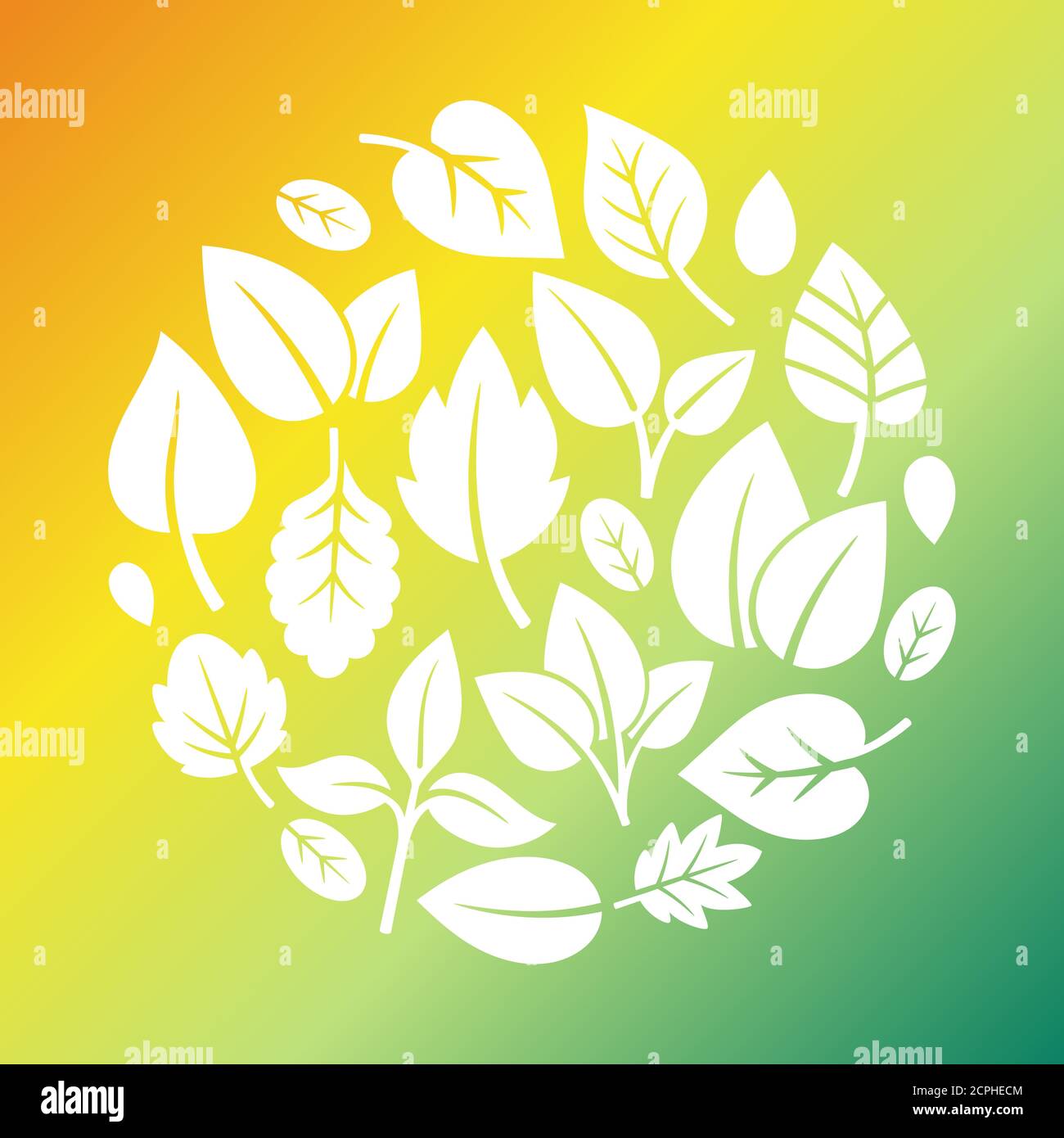 Leaves silhouette icons in round shape vector illustration Stock Vector ...