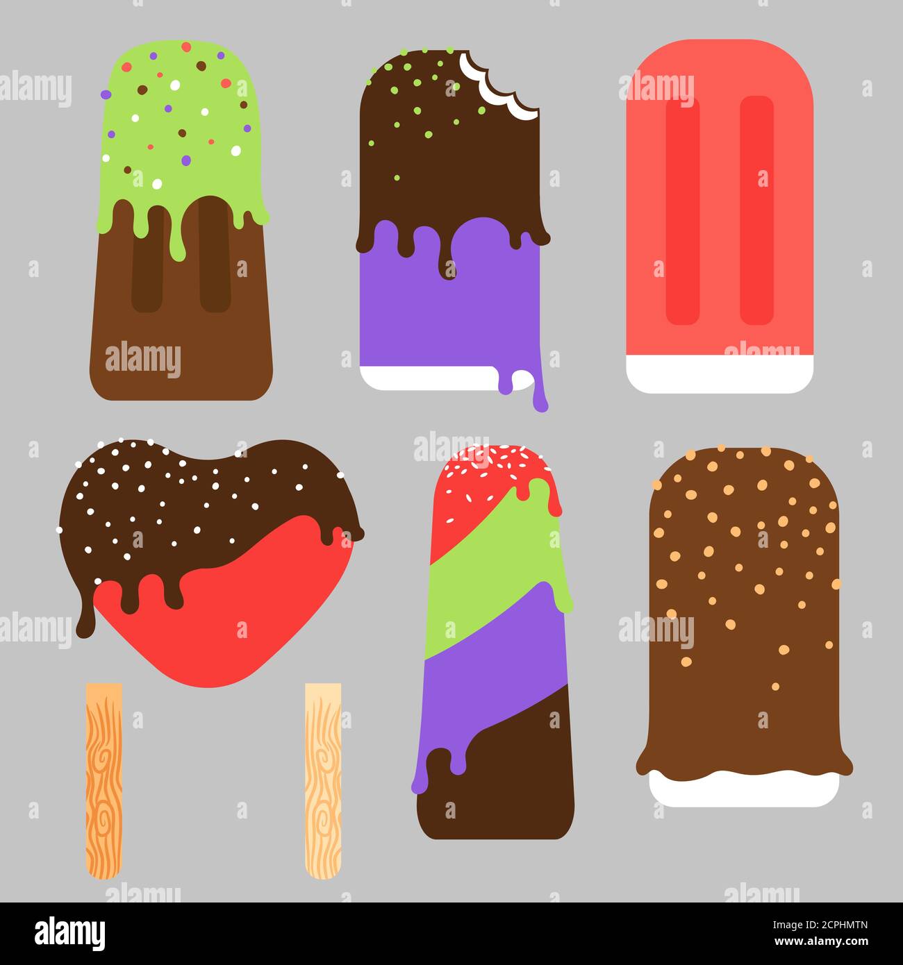 Ice cream maker. Wood sticks and popsicles template, vector ...