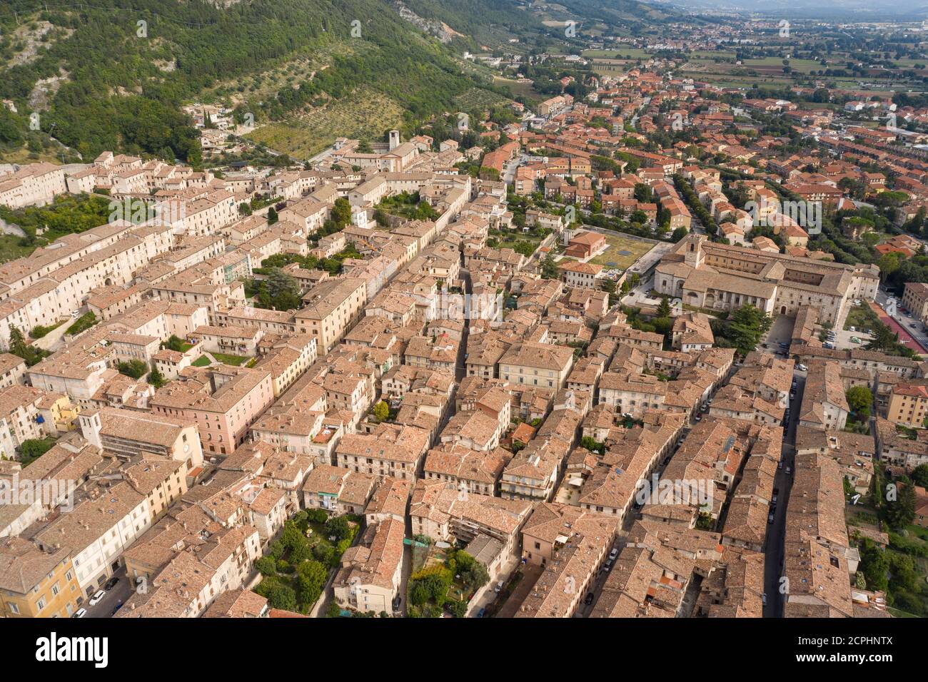aerial side view of the medieval town of gubbio umbria italy Stock ...