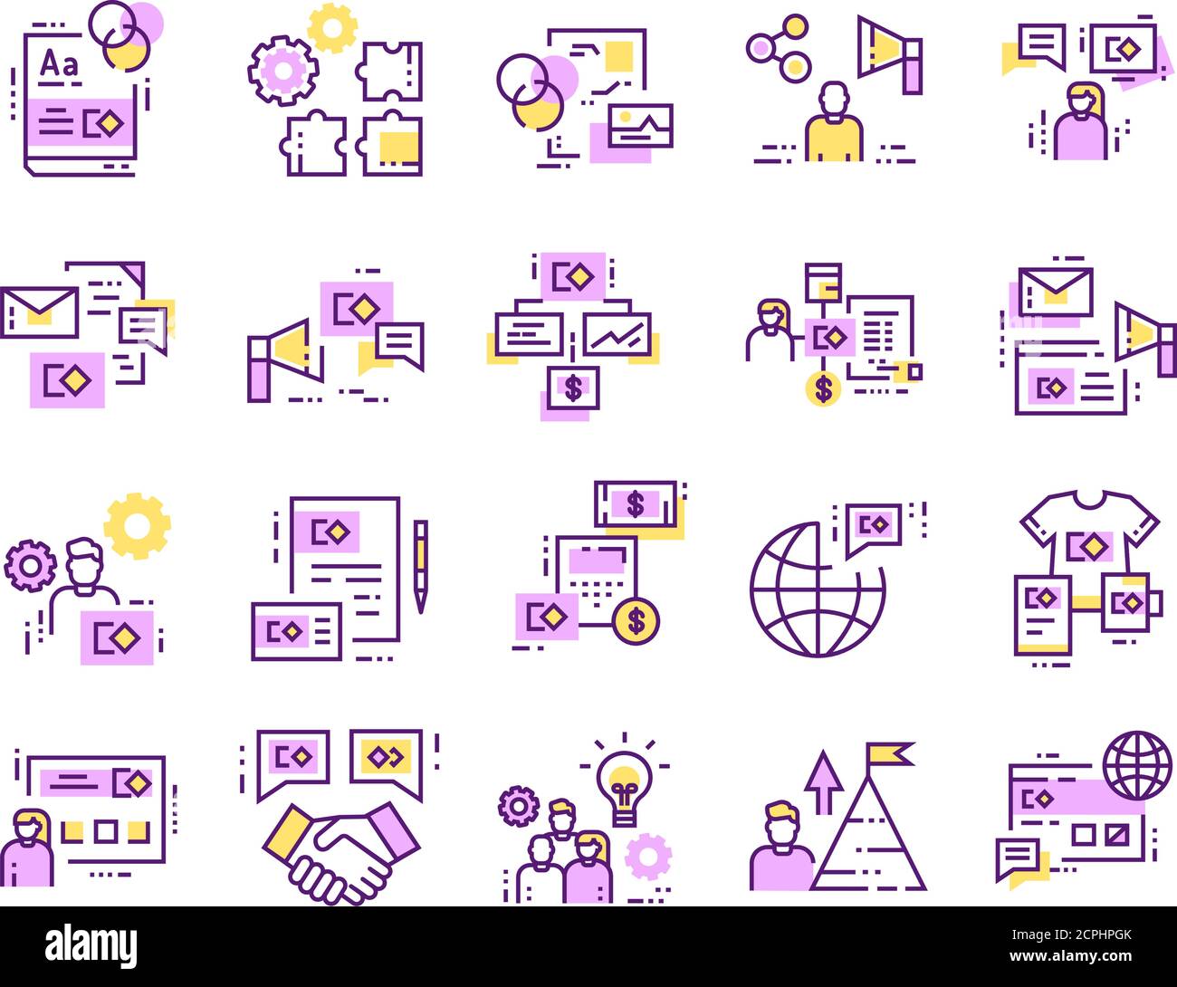 Branding color line icons set. Promotion and advertising. Distribution ...