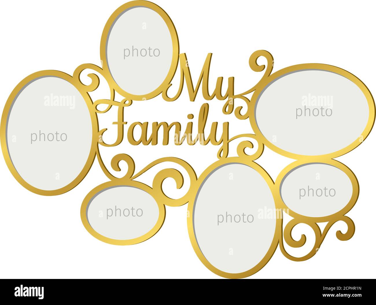 Family photo frame. Laser cutting family photoframe template with ...