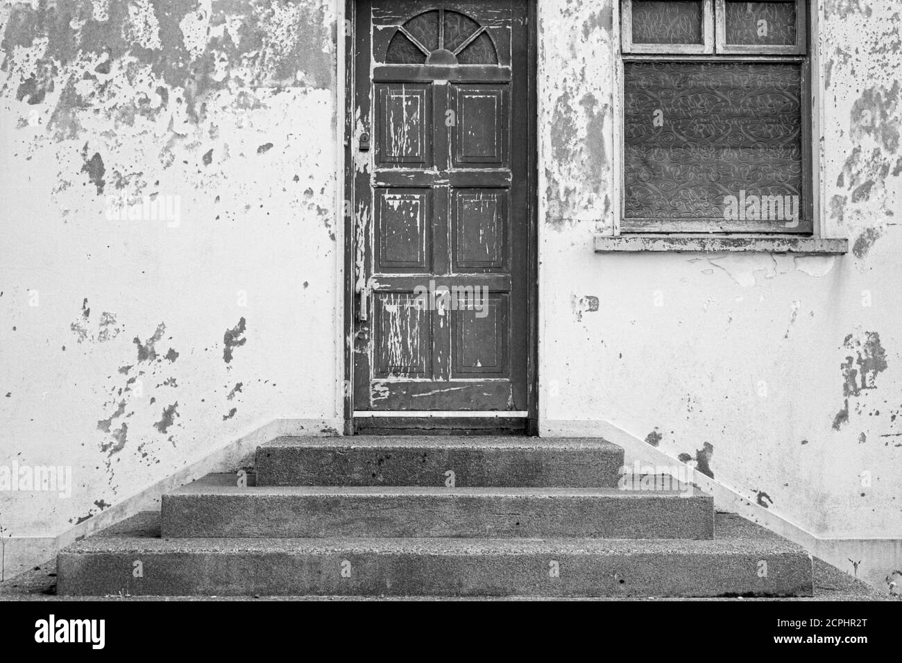 Door, steps and window of old building, County Kerry, Ireland Stock ...