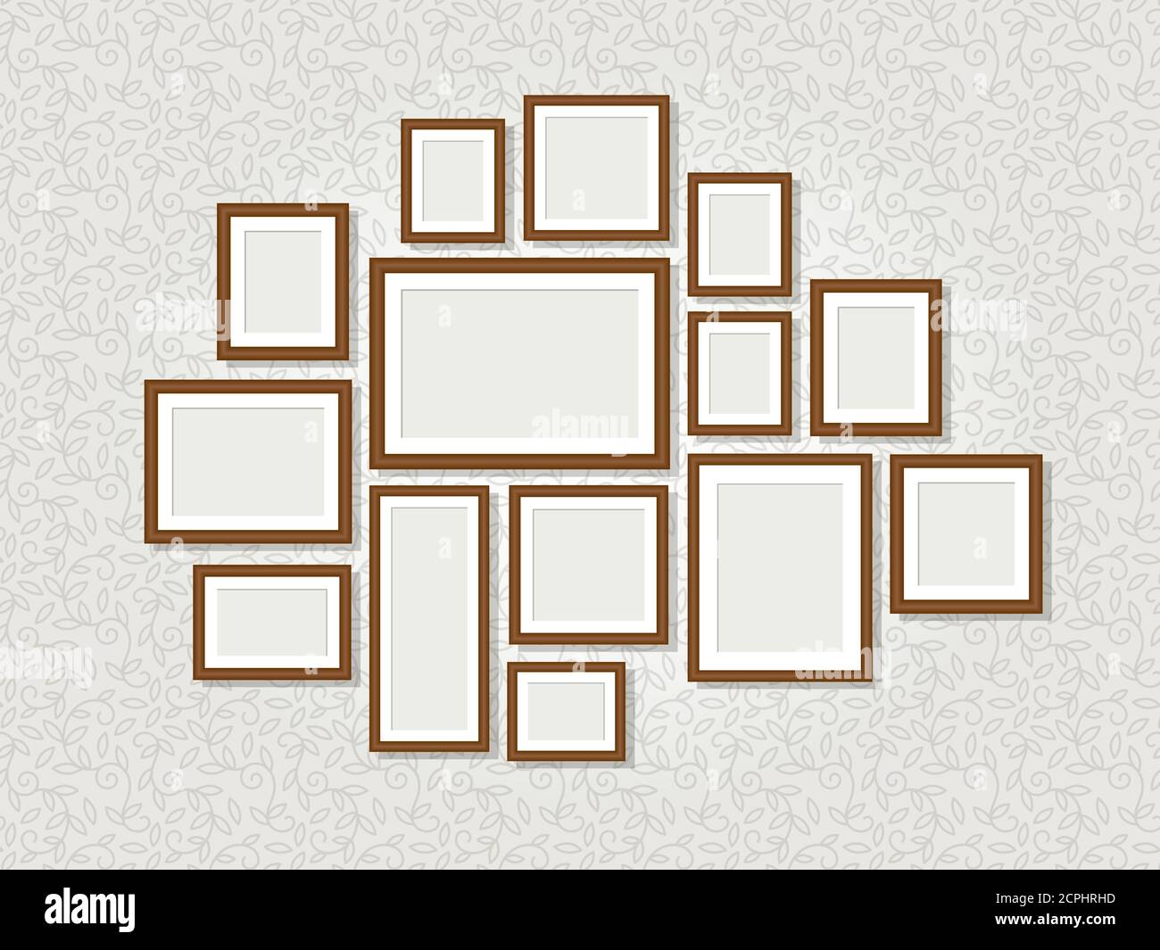 Wall photo frames. Exhibition or art gallery retro picture frame set ...