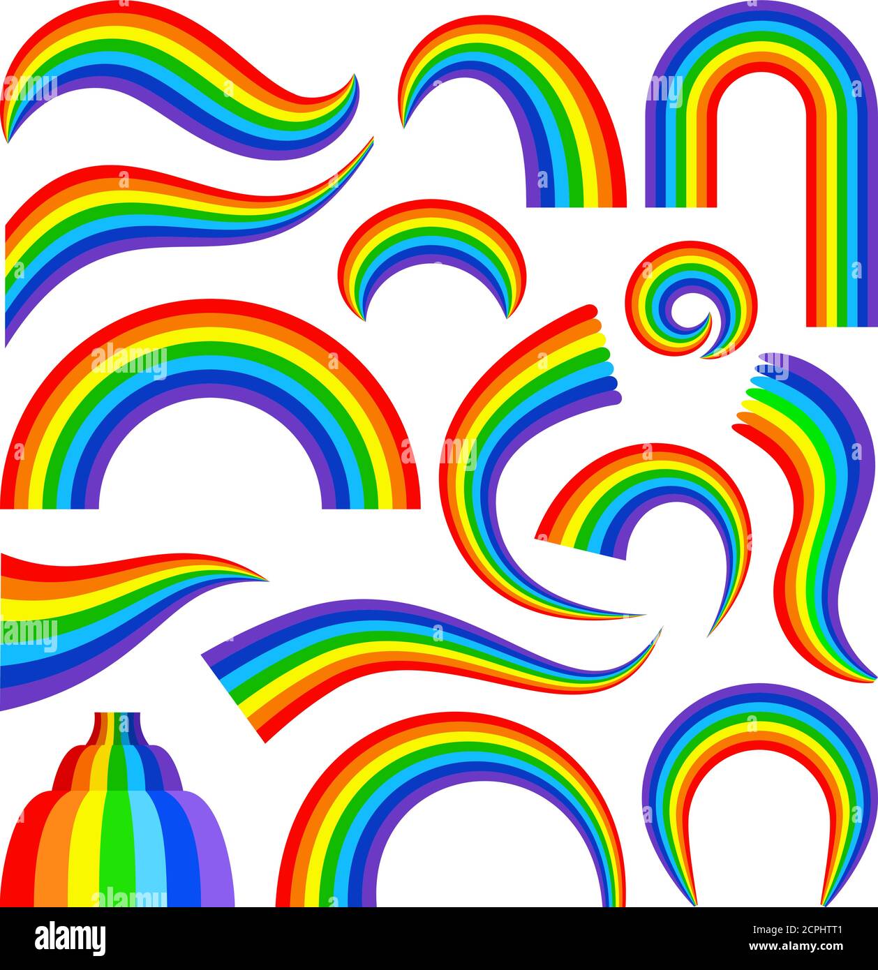 Cartoon rainbow. Rainbows arch and curved ribbons vector illustration ...
