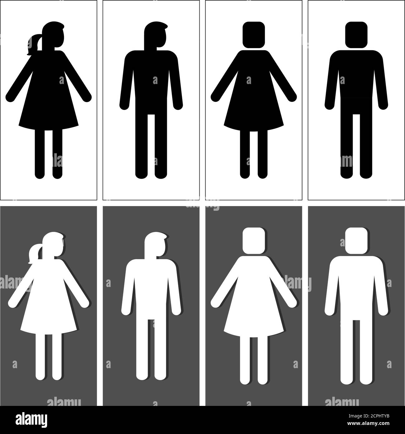 People silhouettes for signs. Vector anonymous female and male person ...
