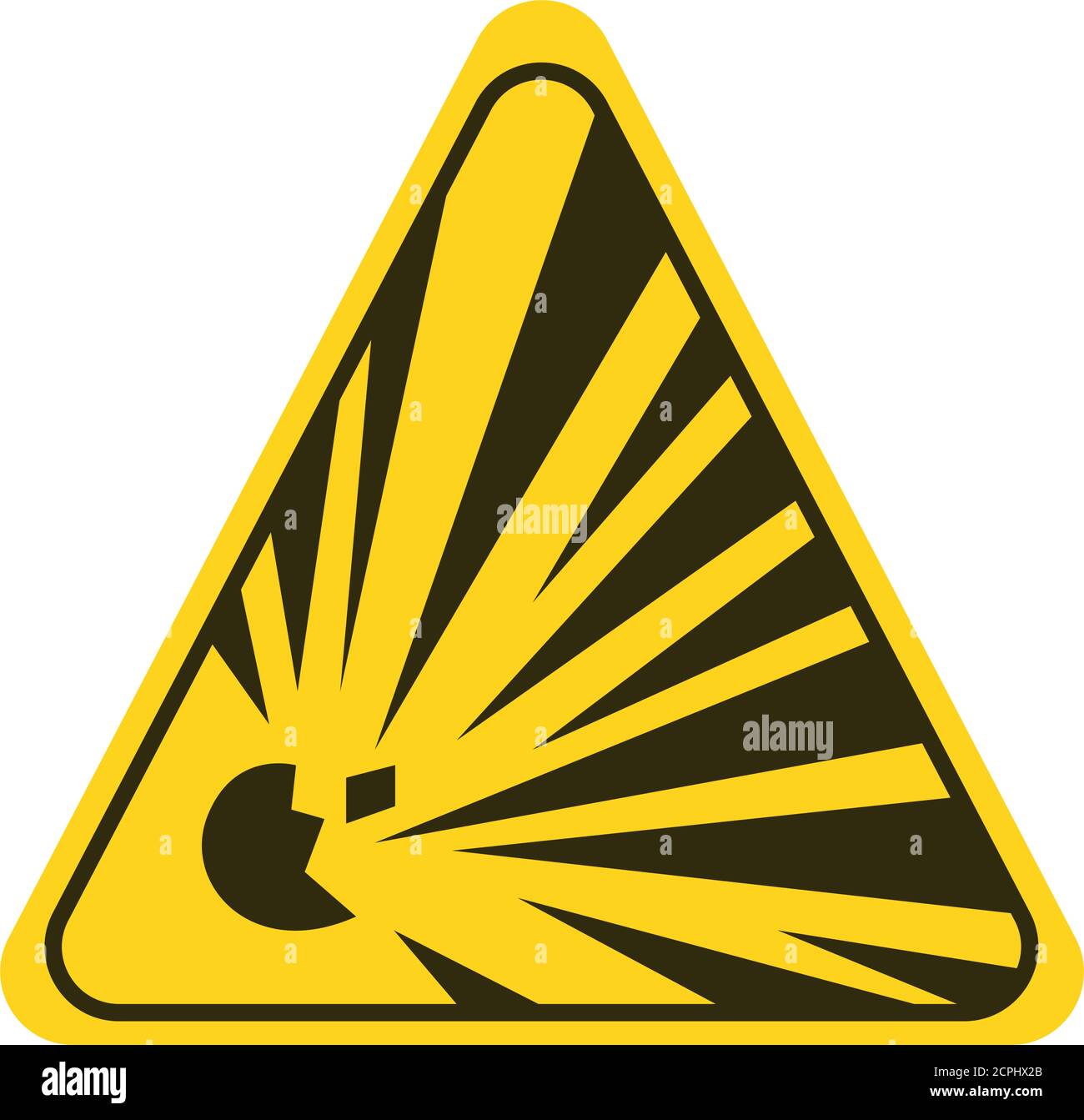 Attention dangerously explosive yellow element. Warning sign. Pictogram ...