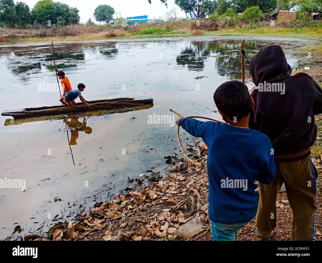 DISTRICT KATNI, INDIA - JANUARY 01, 2020: Asian village childrens ...