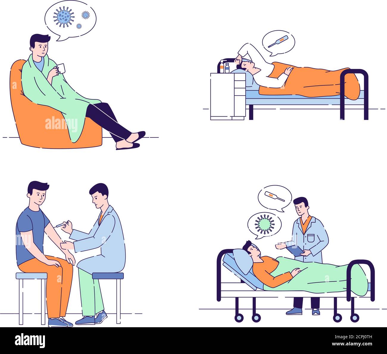Young person sick bed Stock Vector Images - Alamy