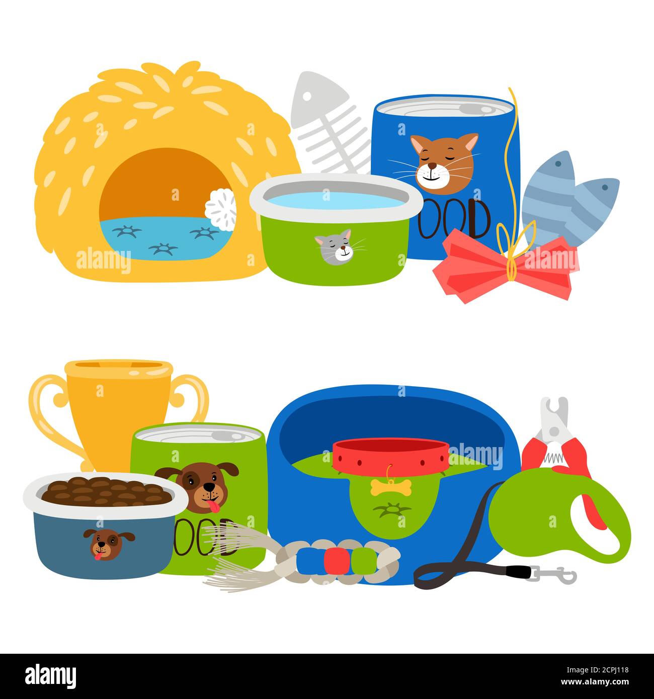 Accessories for dogs and cats vector isolated on white background ...