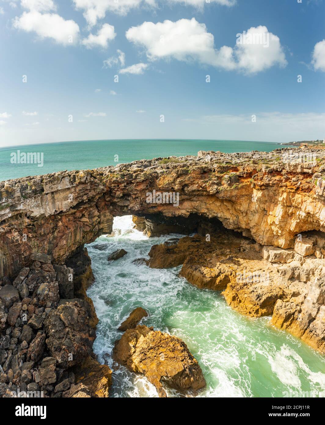 Natural caves and beach, Algarve Portugal. Rock cliff arches of Seven ...