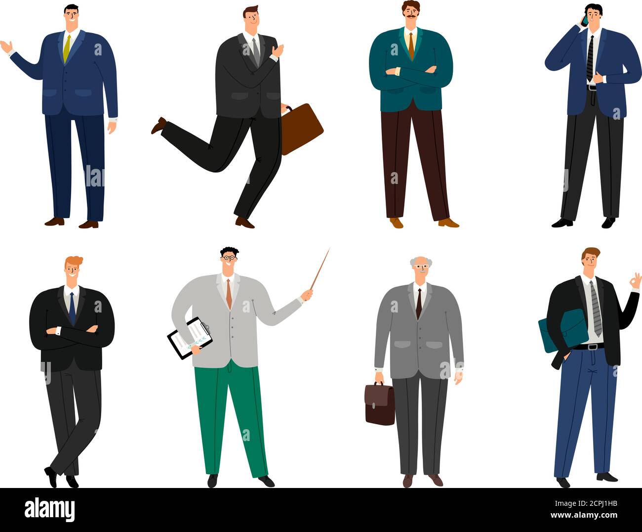 Office cheerful man. Businessmen full body avatars vector illustration ...