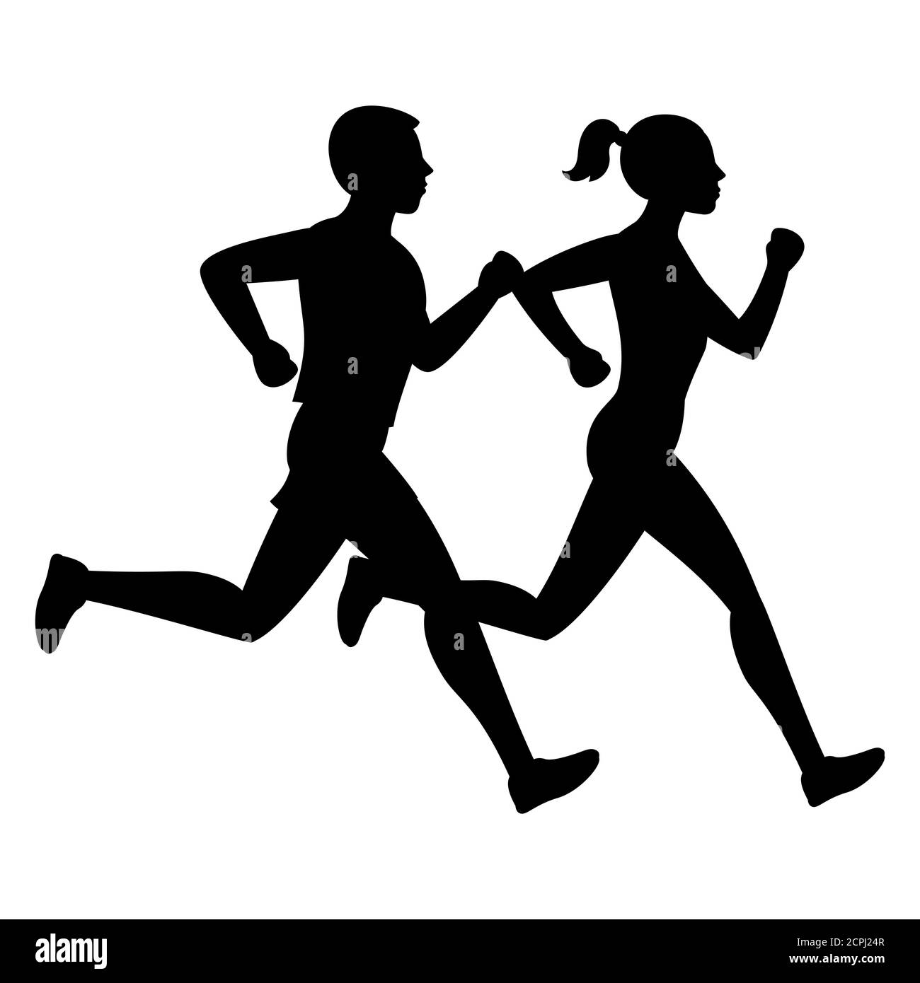 Running couple silhouette Stock Vector Images - Alamy