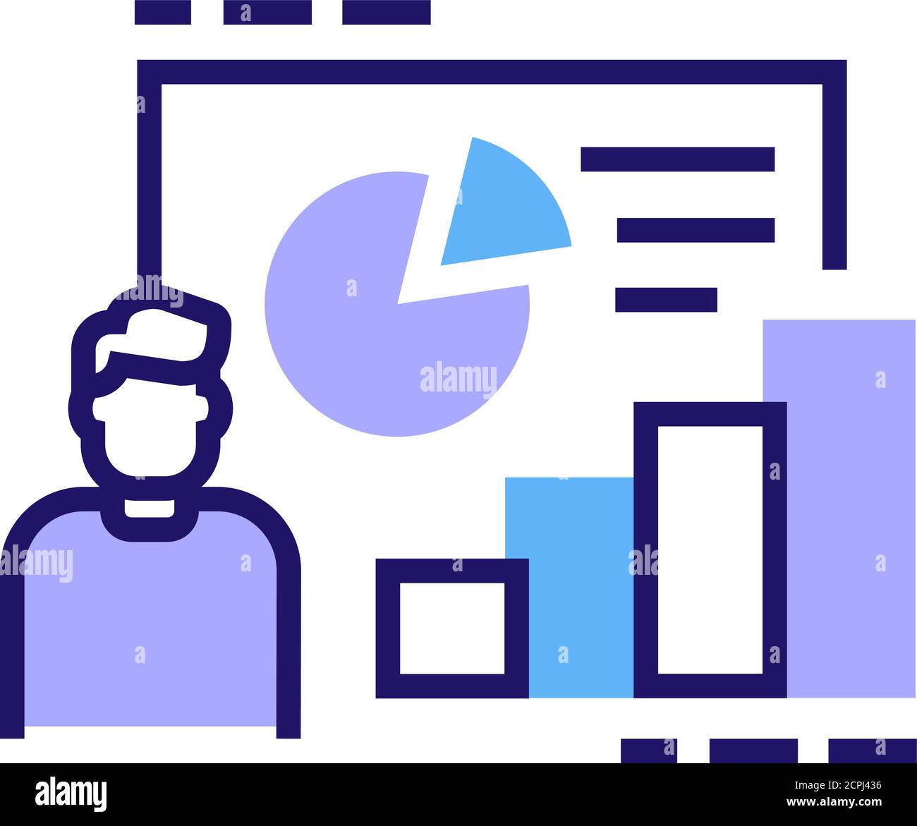 Business courses color line icon. Analytics and analysis graph, chart ...