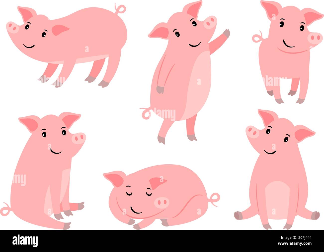 Little piggy character. Cartoon funny pink pig boy isolated on white ...