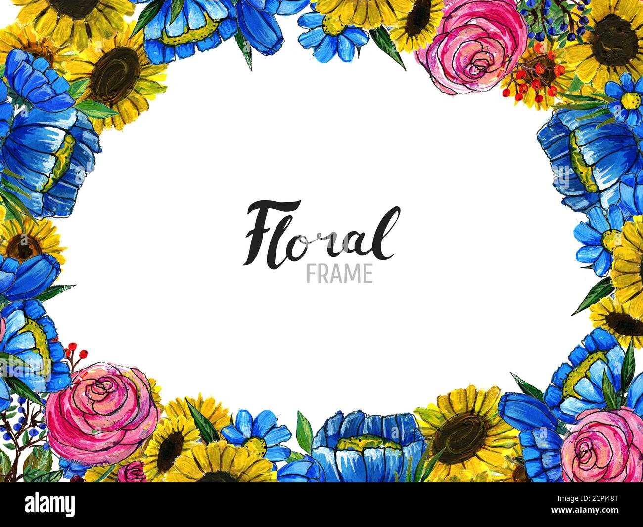 Hand drawn Flower Border Stock Photo - Alamy