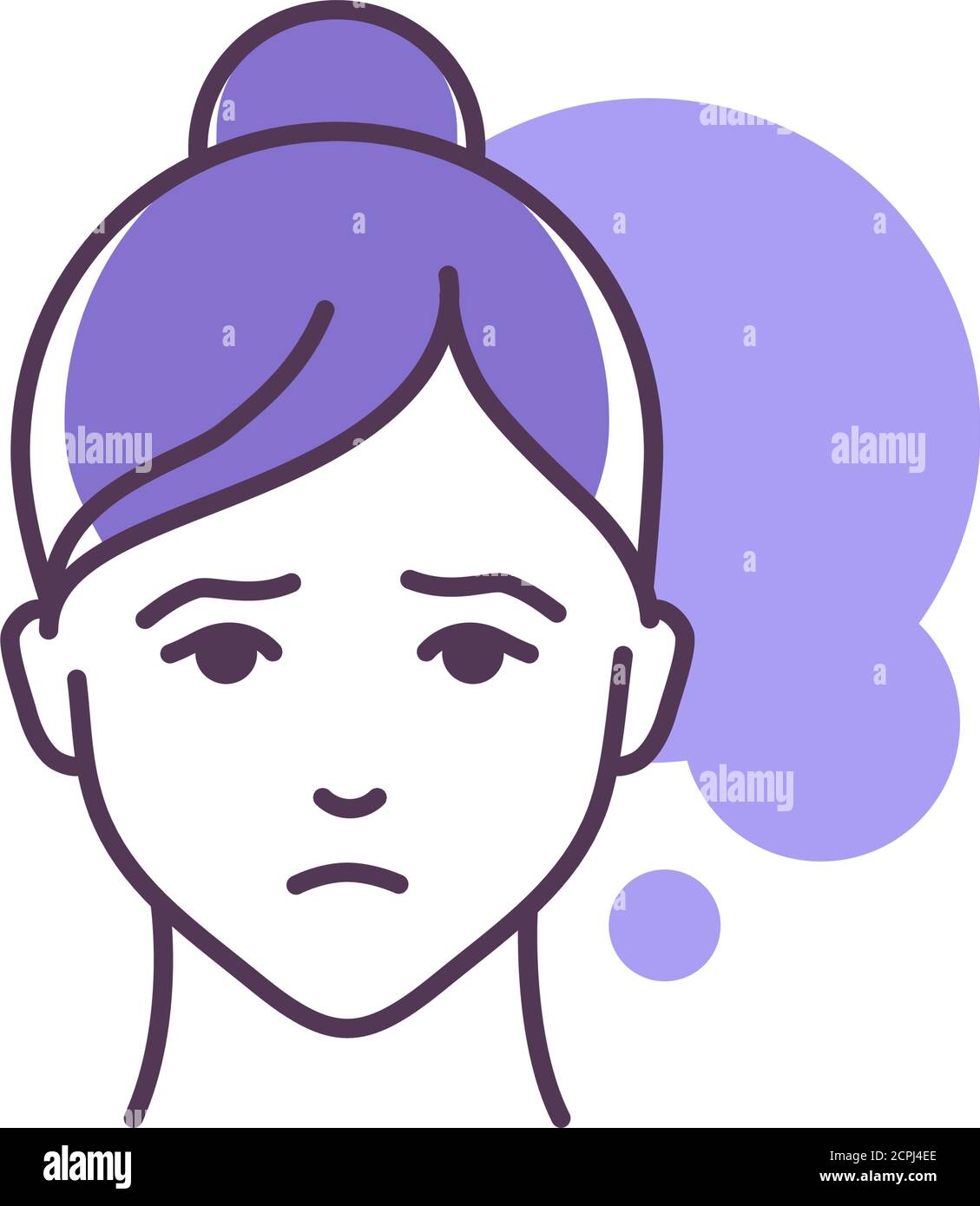 Human feeling despair line color icon. Face of a young girl depicting ...