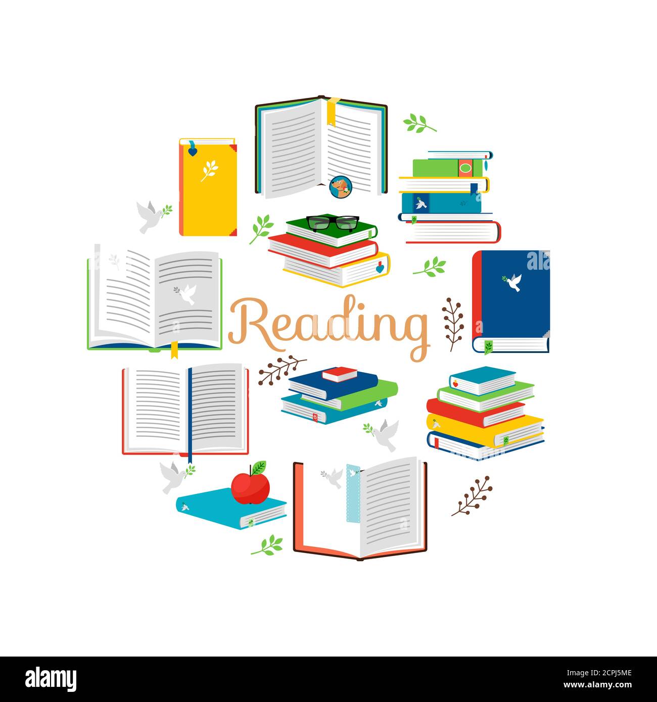 Reading concept with isometric style books vector icons. Illustration ...