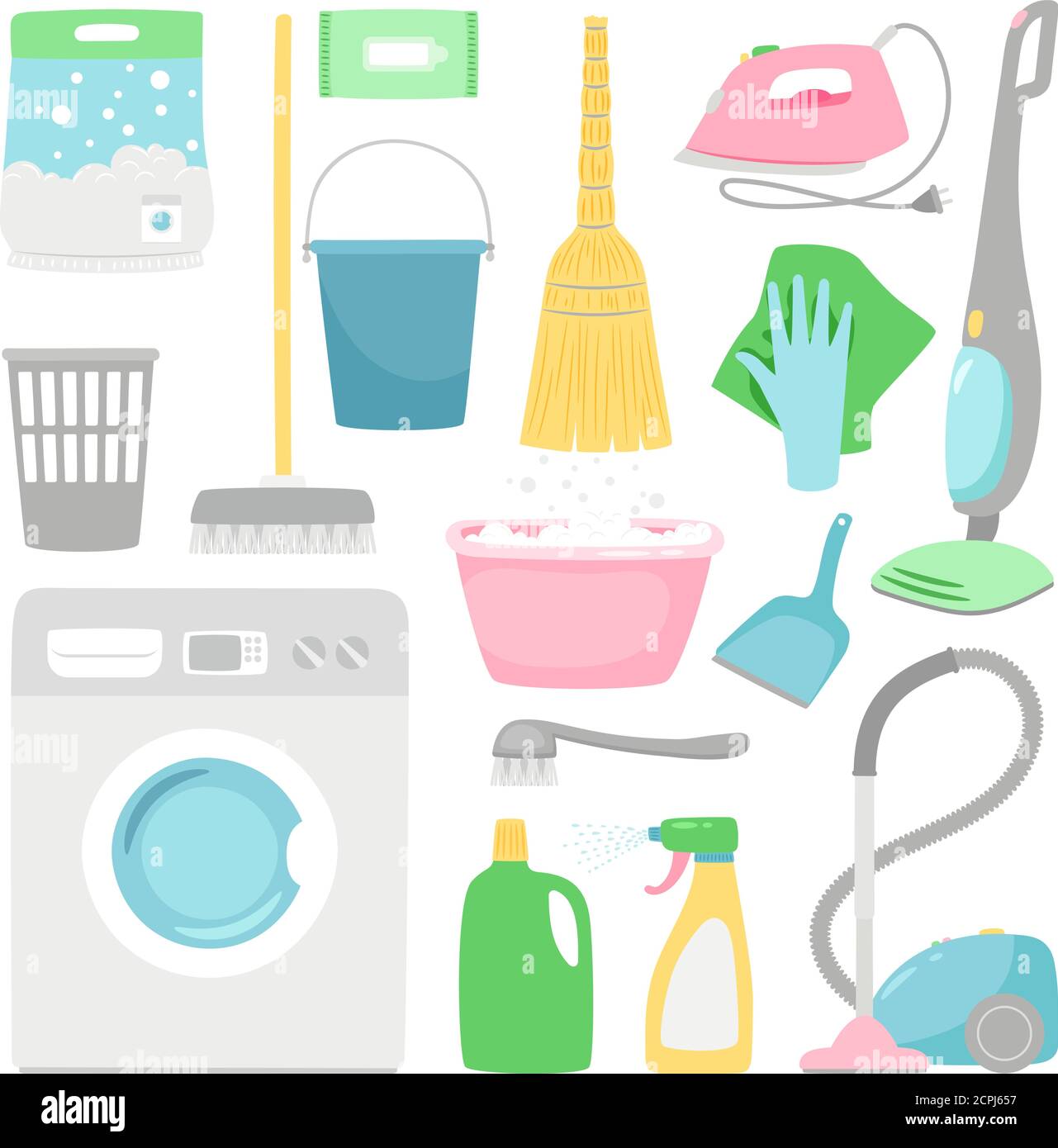 Household cleaning. House clean inventory isolated on white background ...