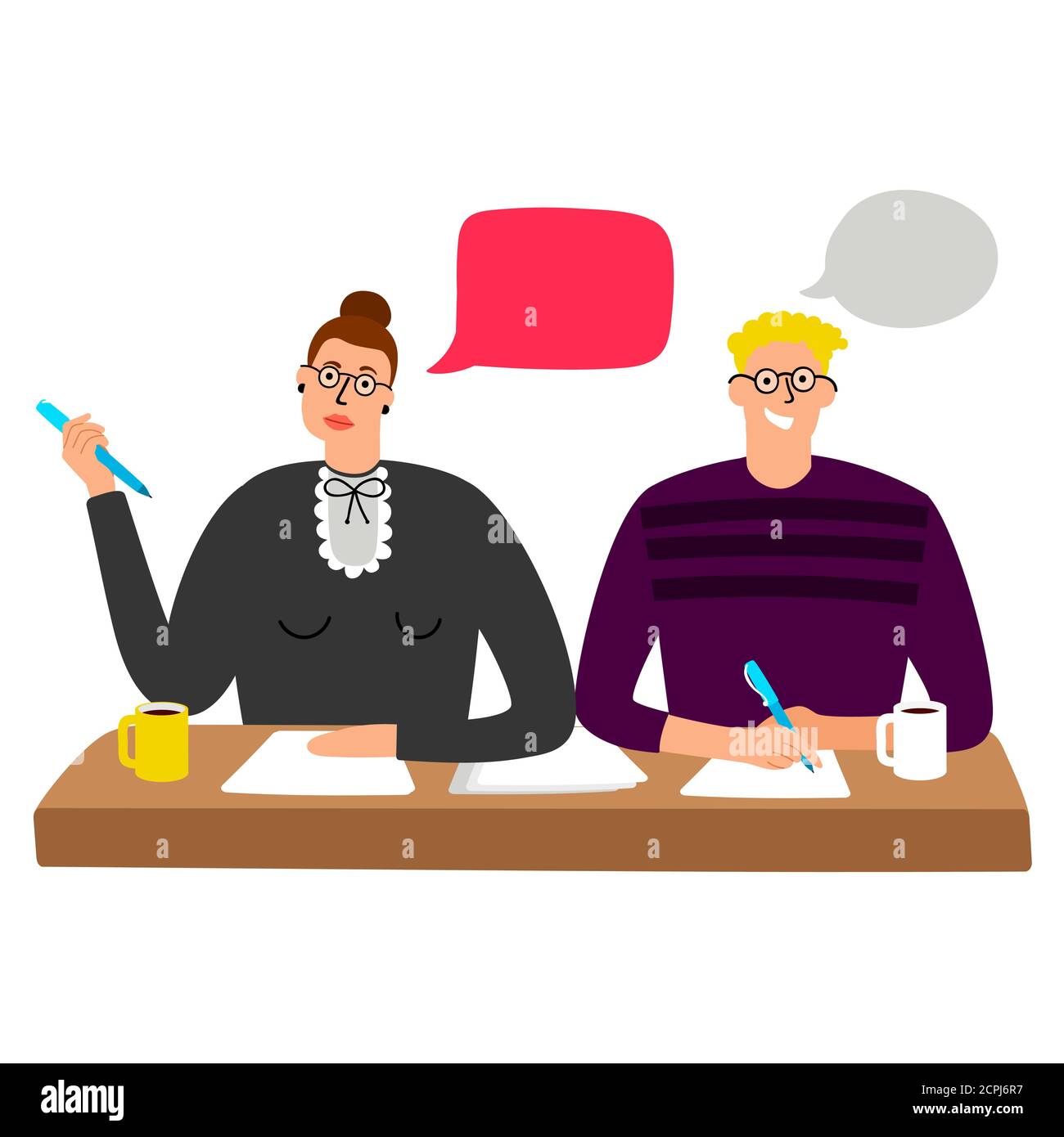 Cartoon character HR managers interview vector illustration. Hr people ...