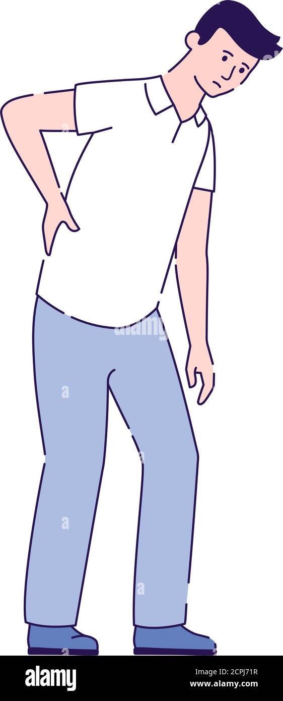 Man with back pain flat vector illustration. Orthopedics diseases ...