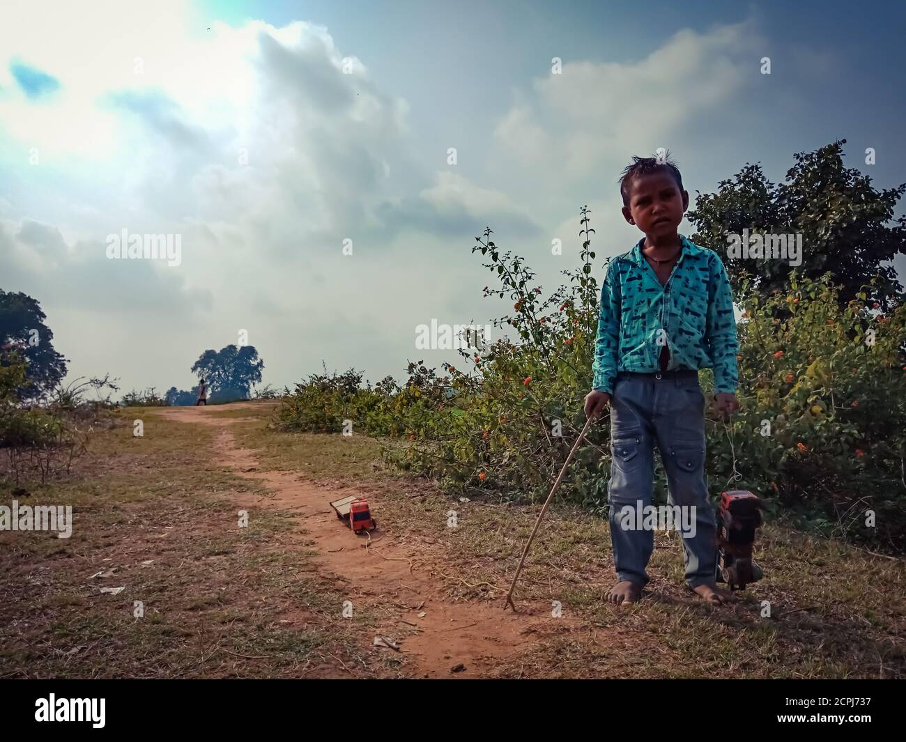 DISTRICT KATNI, INDIA - JANUARY 01, 2020: Asian poor village children ...