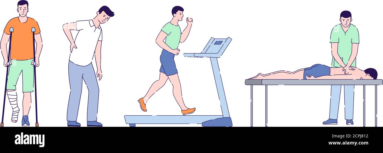 Rehabilitation and physiotherapy after injuries flat vector ...