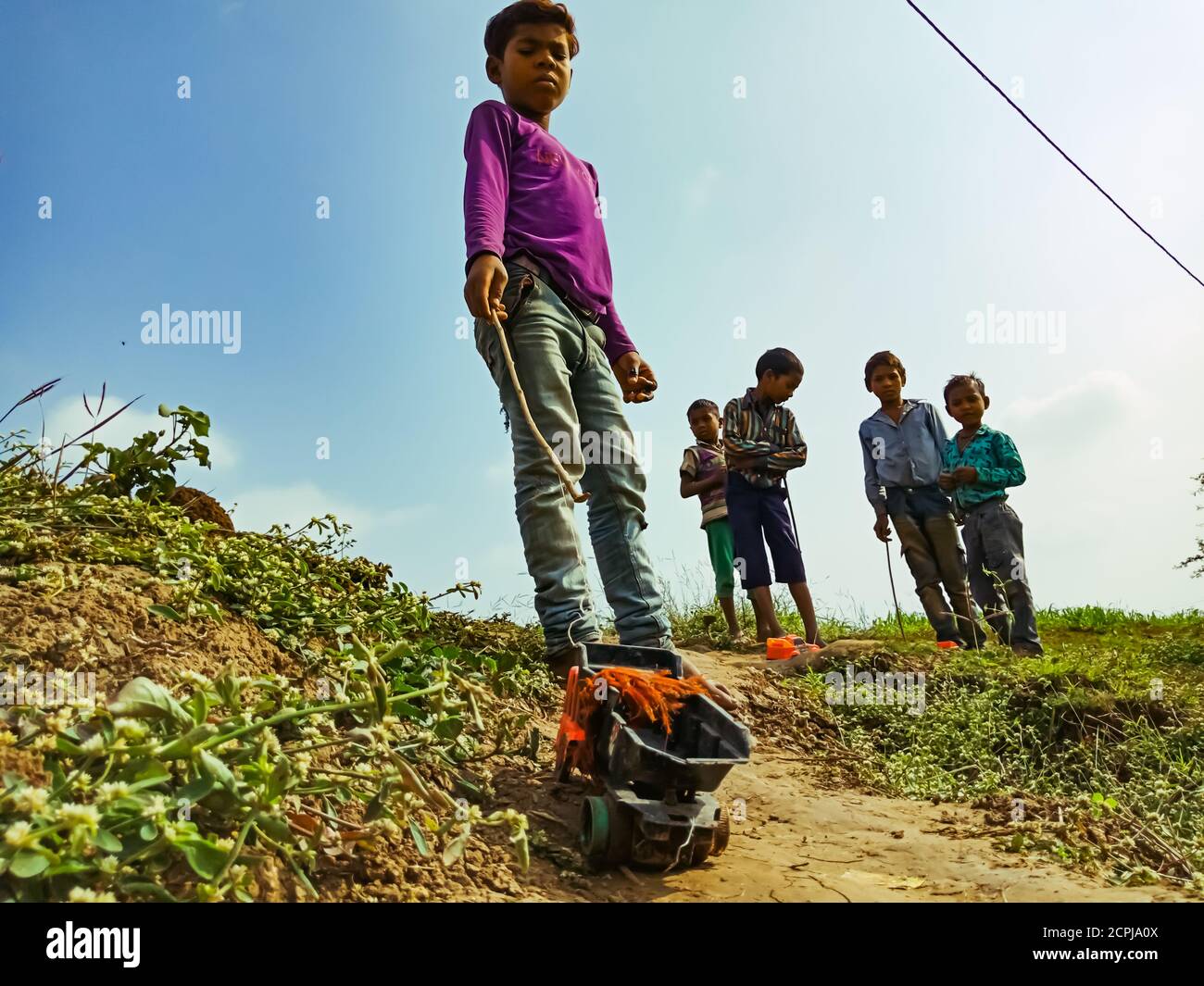 DISTRICT KATNI, INDIA - JANUARY 01, 2020: Asian poor village little ...
