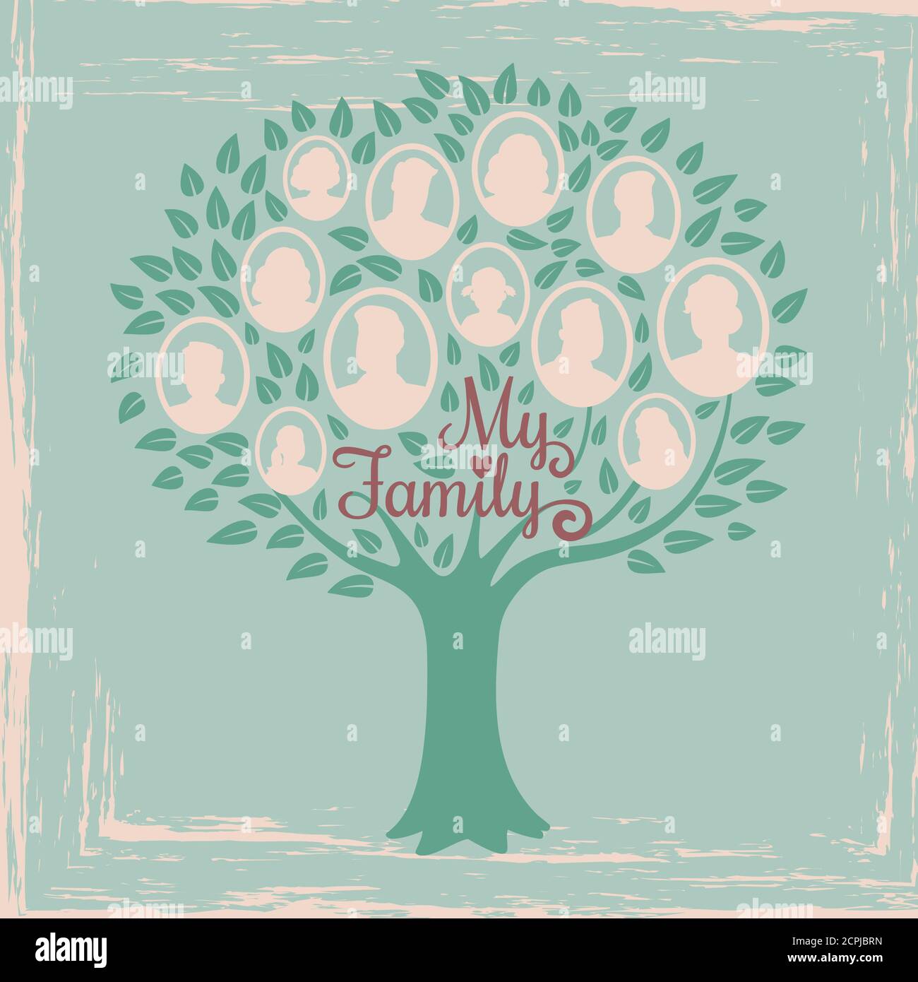 Vintage genealogy tree. Genealogical family tree vector illustration ... Vintage genealogy tree. Genealogical family tree vector illustration ...