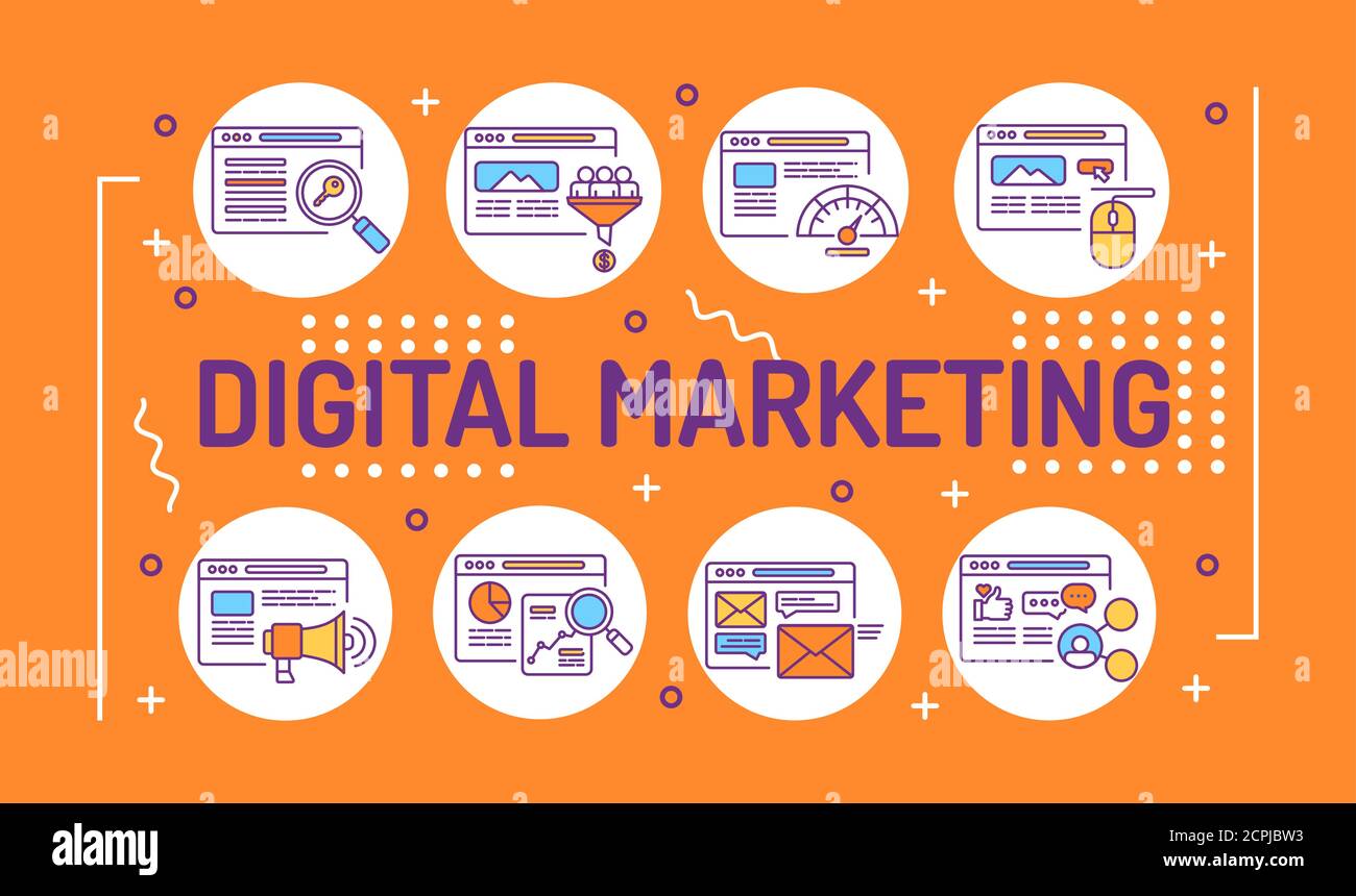 Digital marketing word lettering typography. SEO, website strategy ...