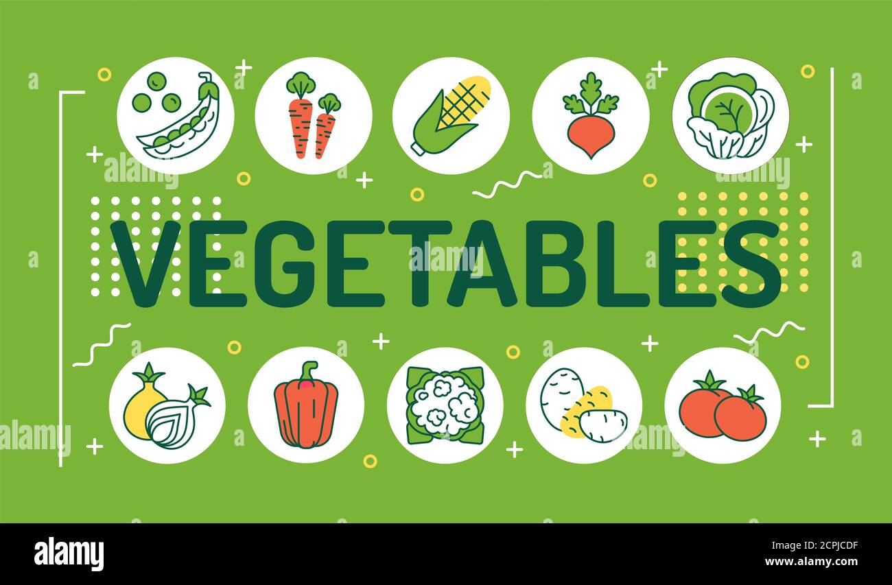 Vegetables word lettering typography. Healthy, organic food ...