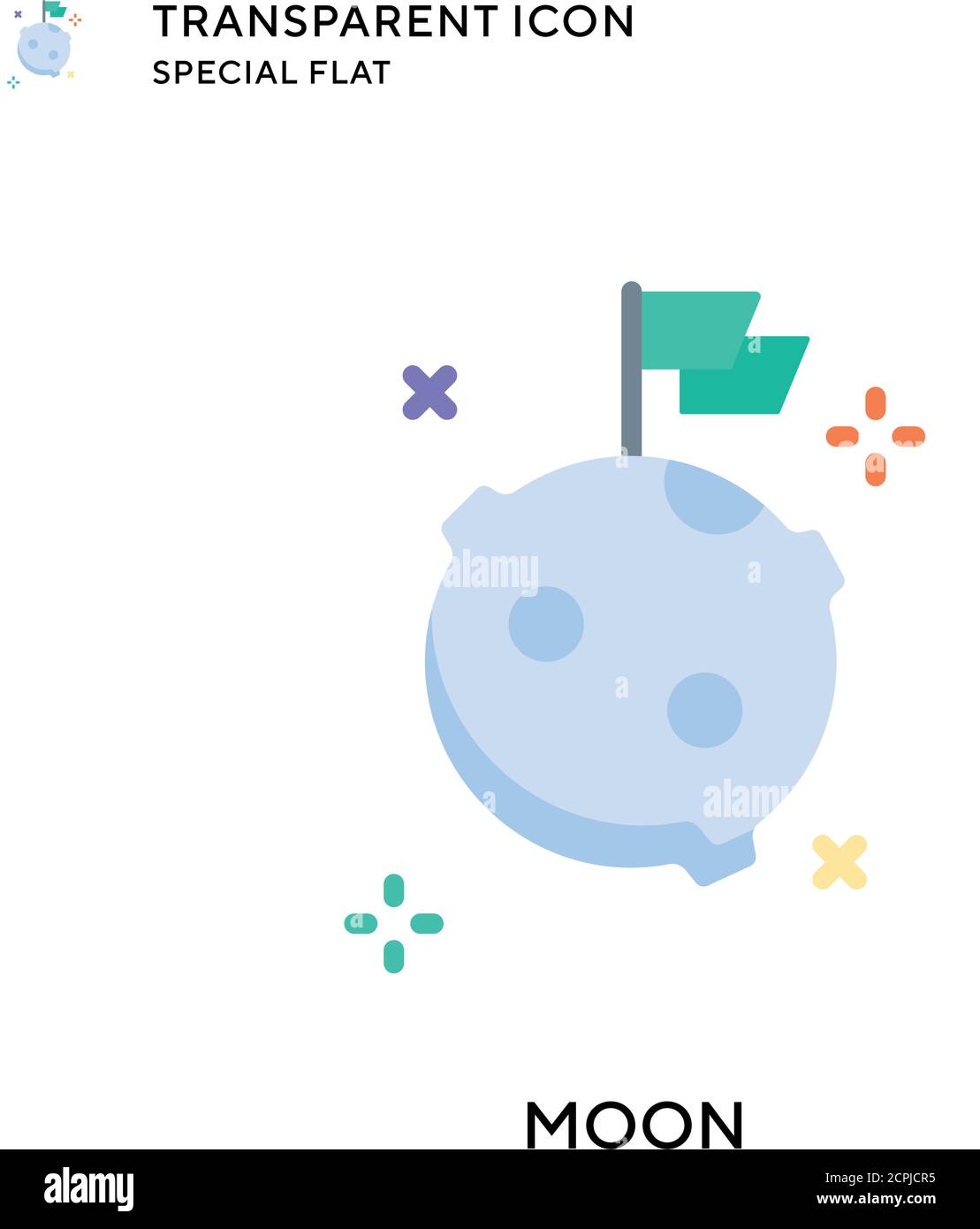 Moon vector icon. Flat style illustration. EPS 10 vector Stock Vector ...