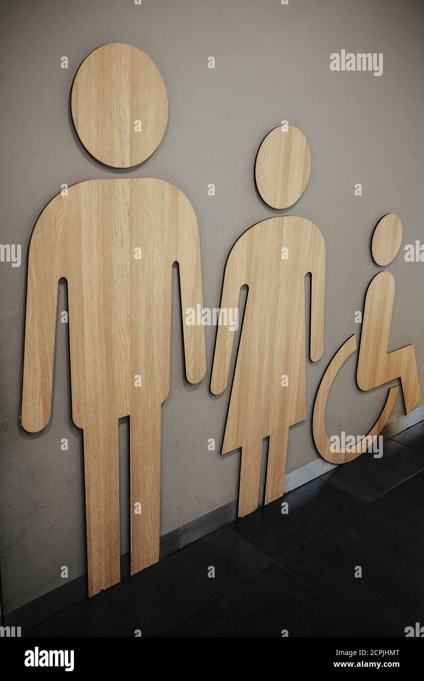 Toilet or WC, restroom with a gender icon Stock Photo - Alamy