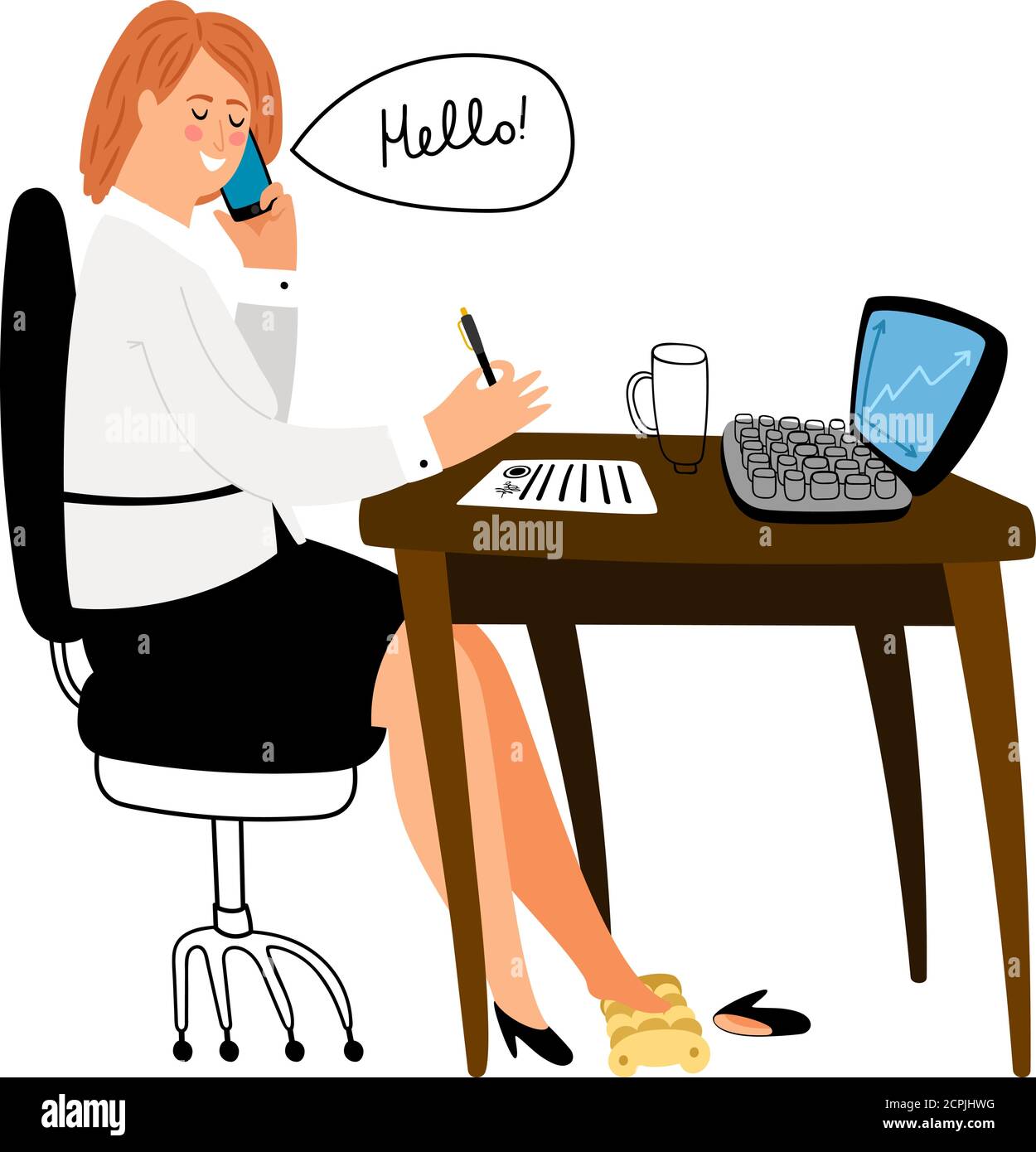 Secretary at desk. Professional business secretary woman with notebook ...