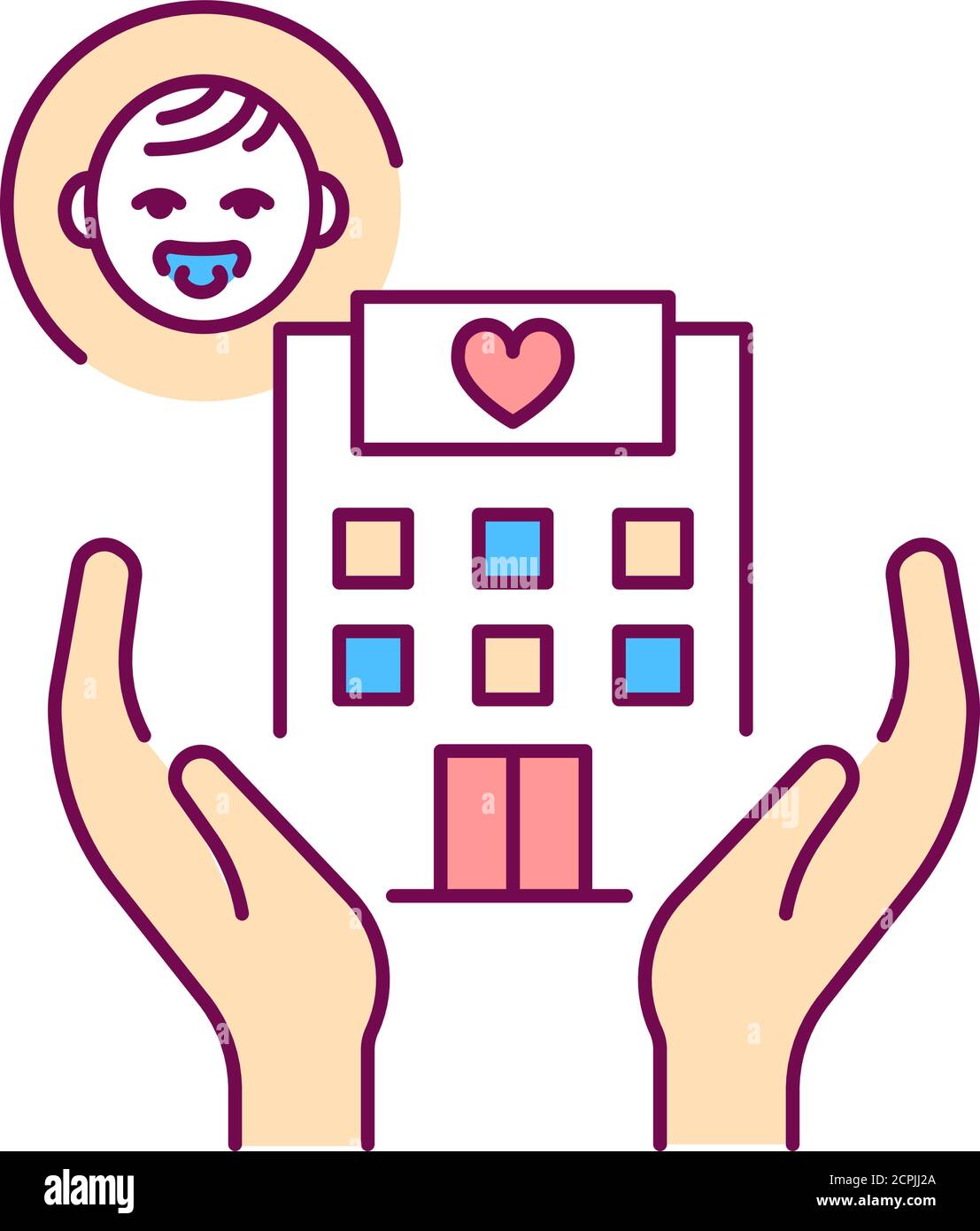 Pediatric hospice color line icon. Palliative help children. Pictogram ...